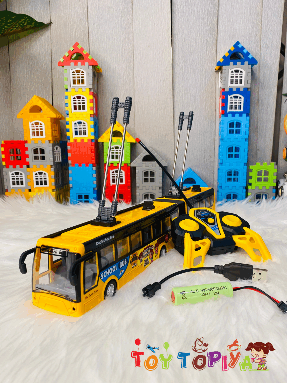 RC Double-Section School Bus (Metal Body) - Toy Topiya